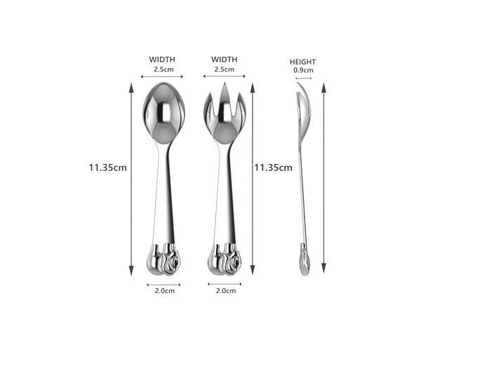 Elephant Spoon & Fork Set-Engraveable – Krysaliis Solid Silver