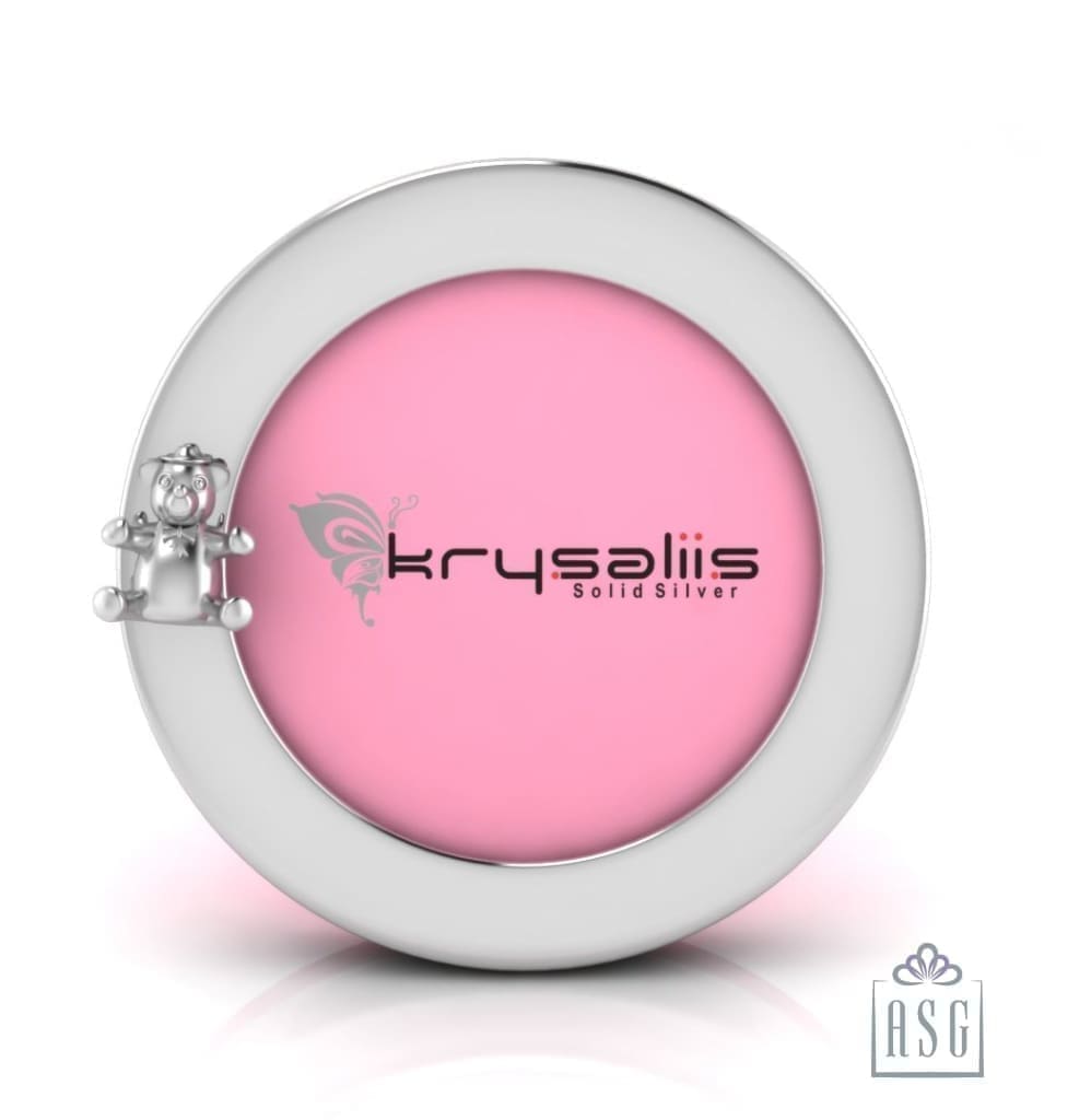 Silver Plated Teddy Round Photo Frame by Krysaliis
